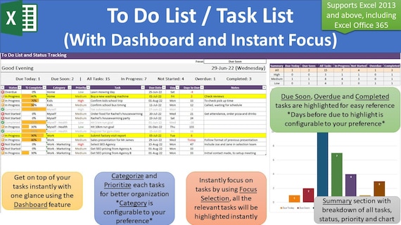 To Do List / Task List Dashboard Instant Focus - Etsy