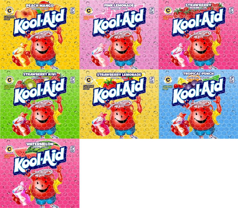 Kool-aid Bundle 16pk 20oz Straight Tumbler Sublimation Designs, High ...