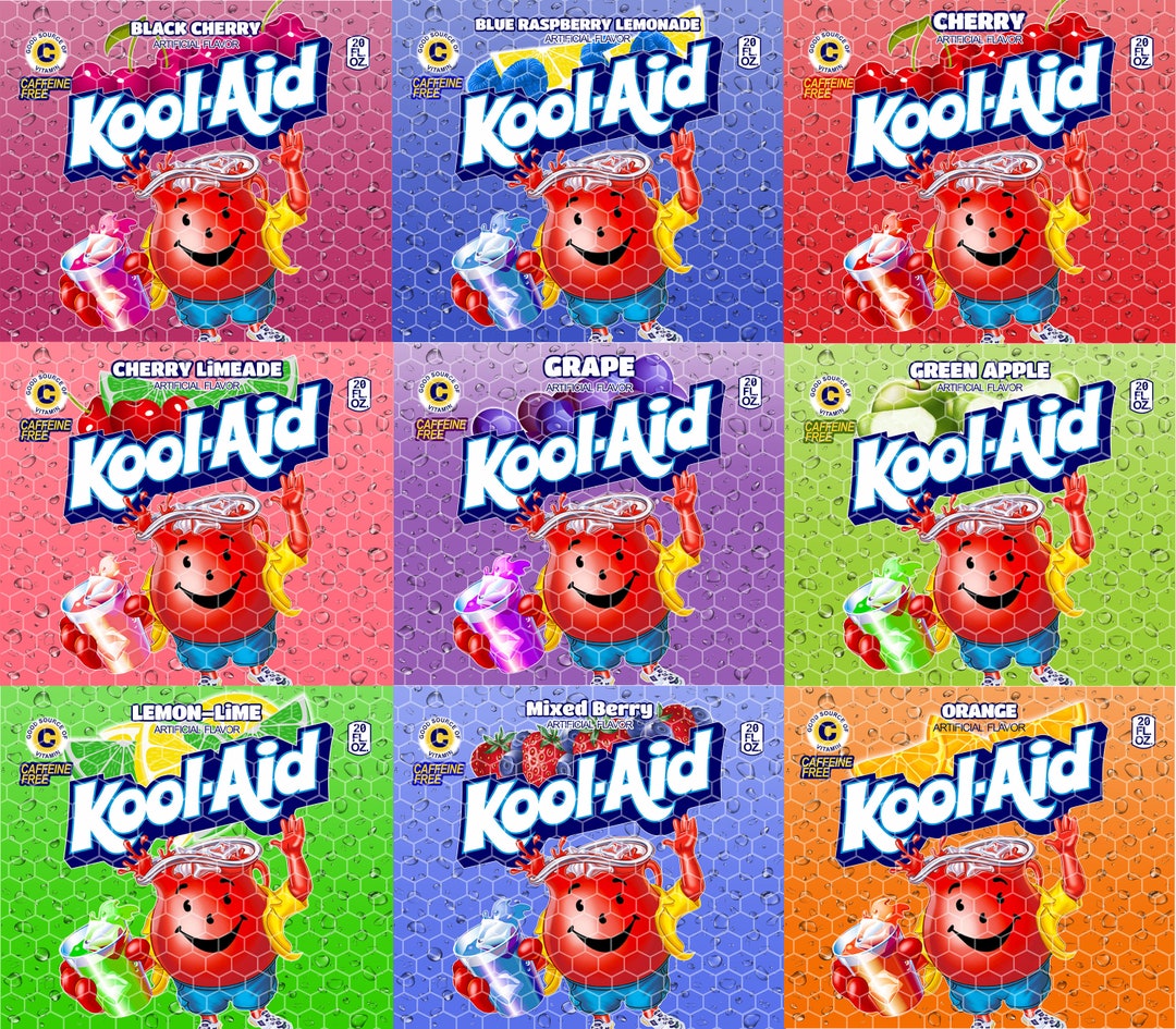 Kool-aid Bundle 16pk 20oz Straight Tumbler Sublimation Designs, High ...