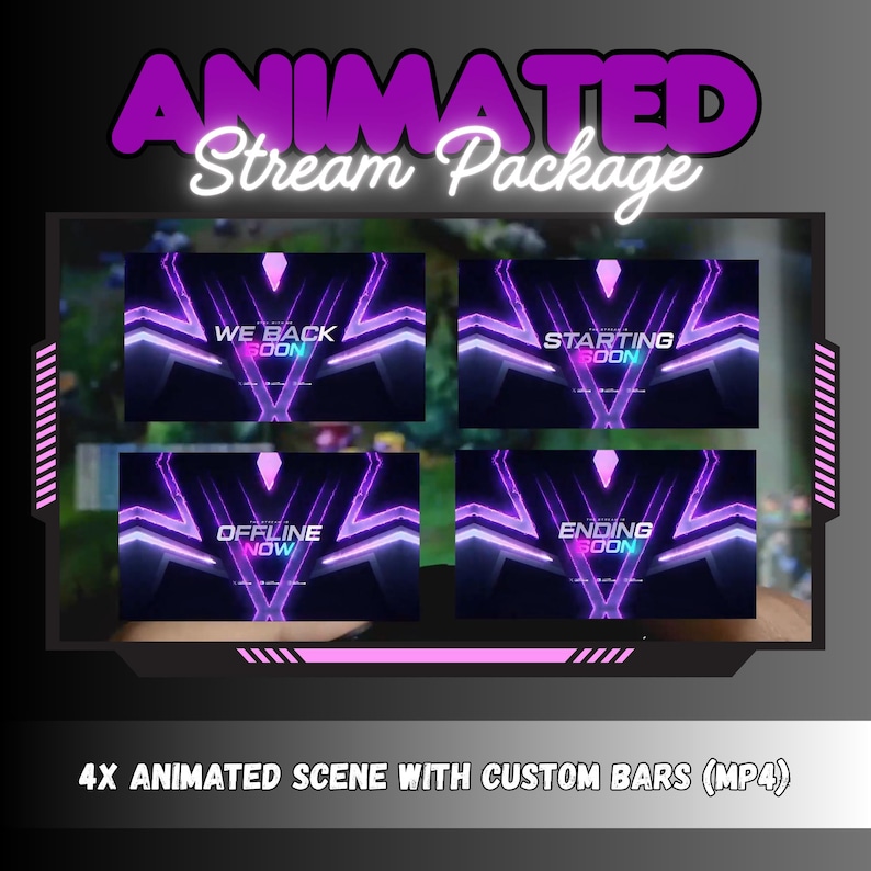 Black and Violet Animated Stream Overlay Package (digital Download) - Etsy