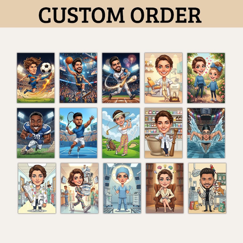 Personalized Mother Son Portrait | Cartoon Illustration Gift | Custom ...