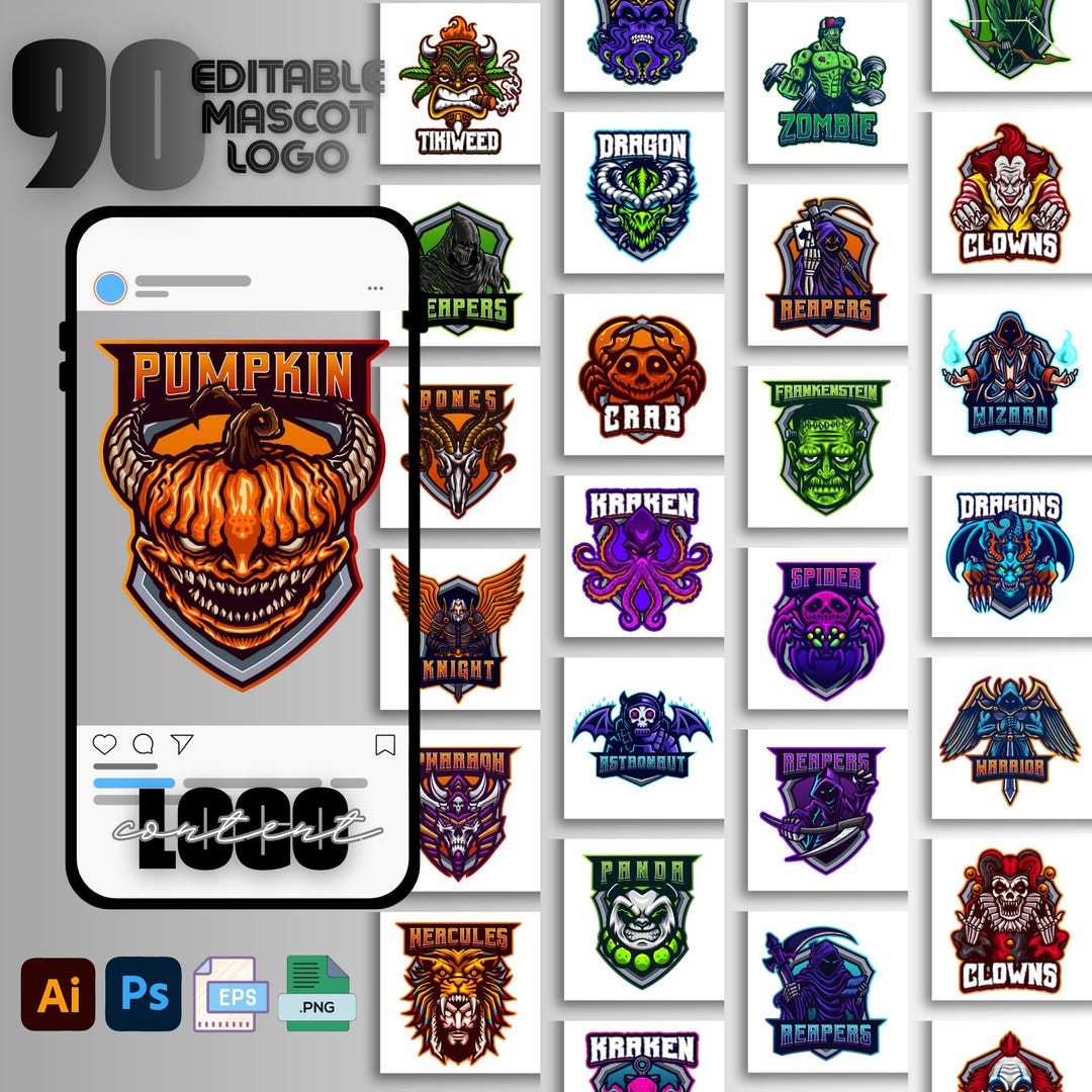 Editable Mascot Logo | Customizable Sports Esports Team Emblem | Vector ...