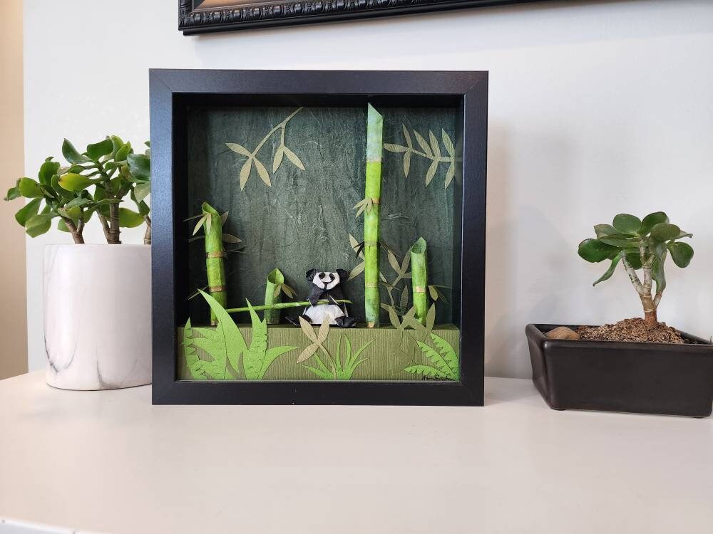 Origami Panda Art | Handcrafted Origami Picture | Panda Wall Art Gift ...