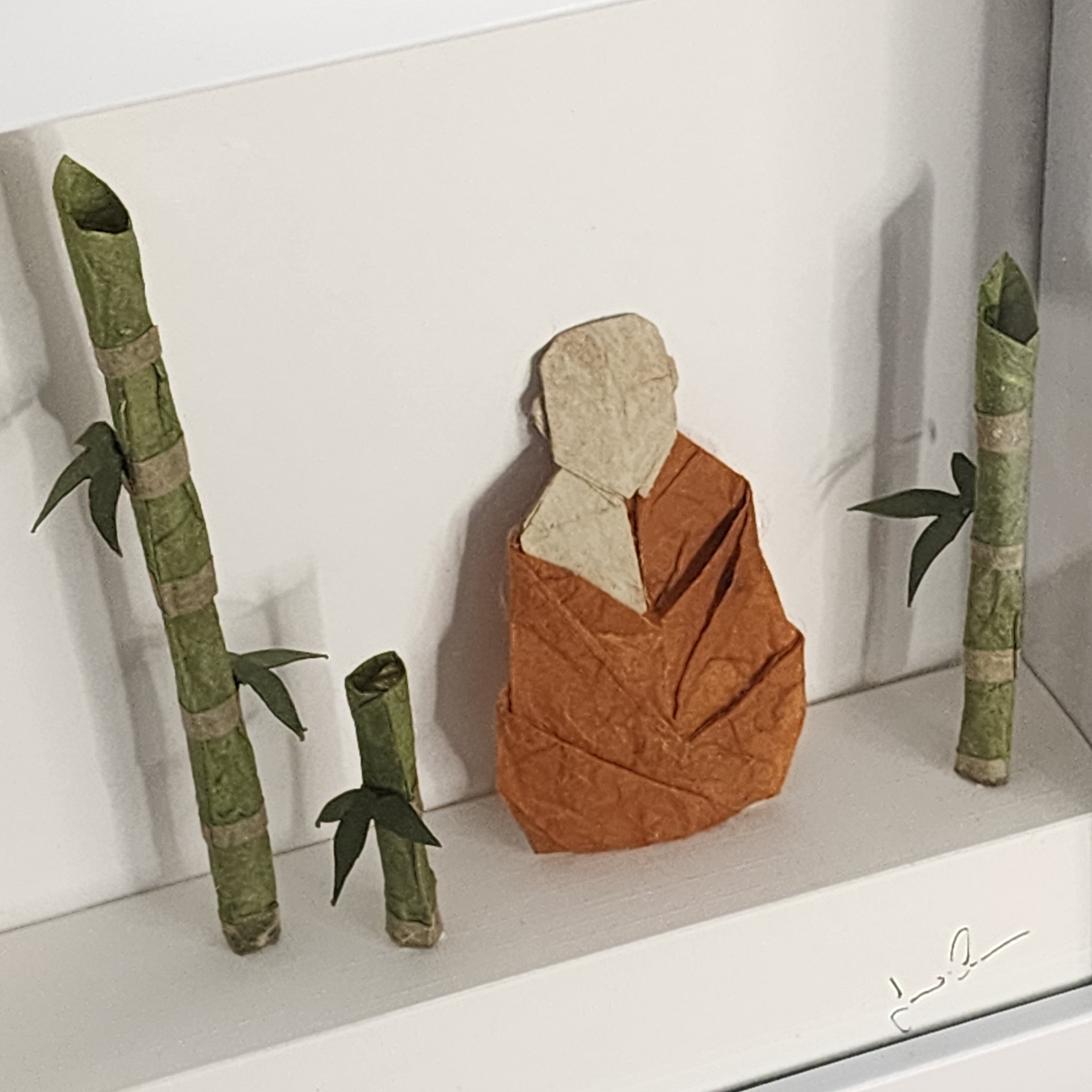 Origami Buddha With Bamboo Unique Art Gift Framed Wall Art in 7 Inch by ...