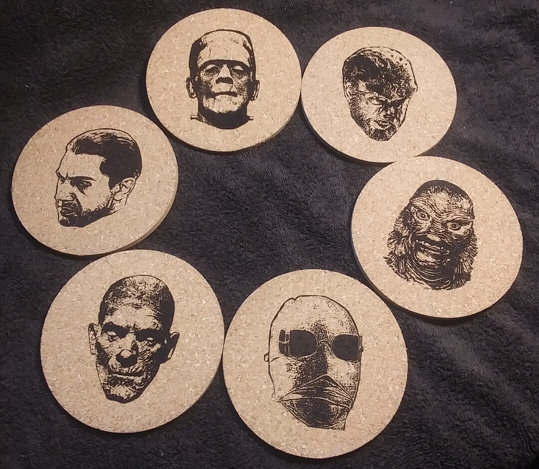 Classic Movie Monsters, Set of 6 - Cork Coasters - Custom Coasters - Etsy