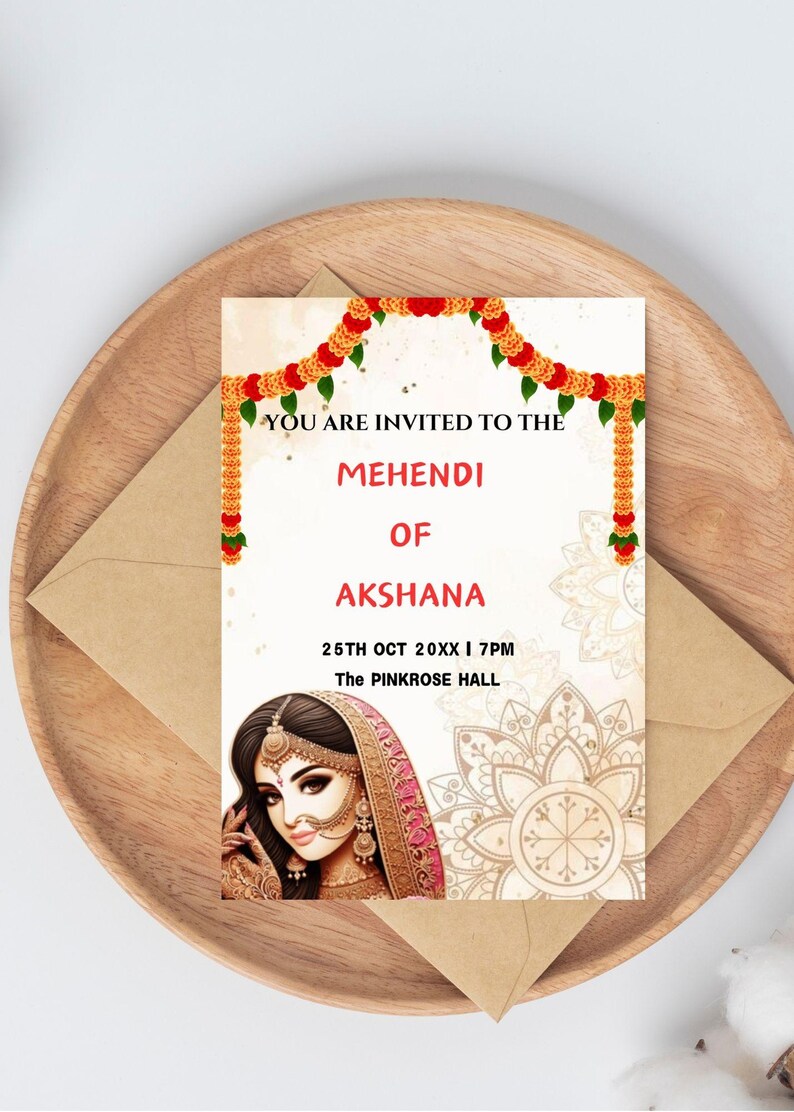 Digital Mehendi Ceremony Invitation Template or Mehendi Night E-invite ...