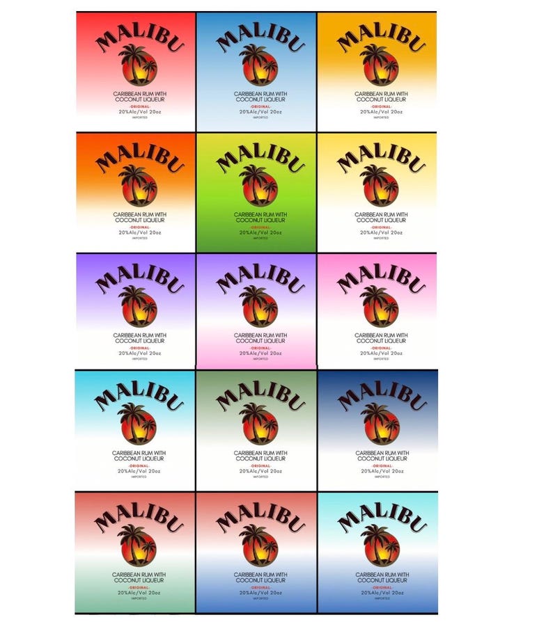 15 Colors Malibu Sublimation Digital Print 20oz Instant Download. Trim ...