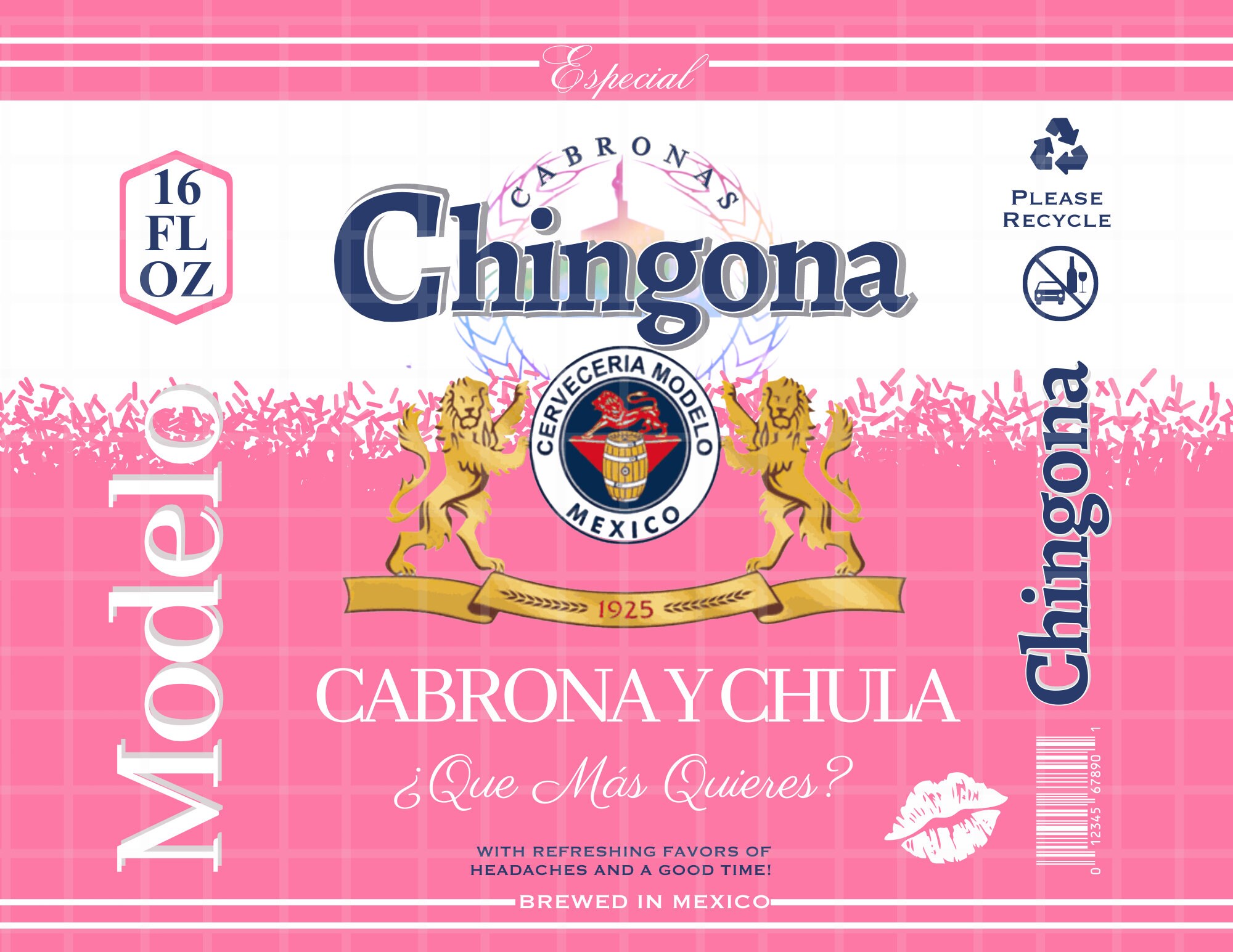 16oz Cabrona Y Chula Modelo Sublimation Digital Print 8.5”x11” Trimble ...