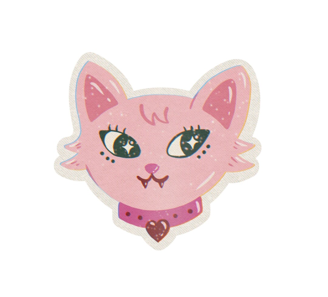 Cute Pink Cat Sticker Decal - Etsy