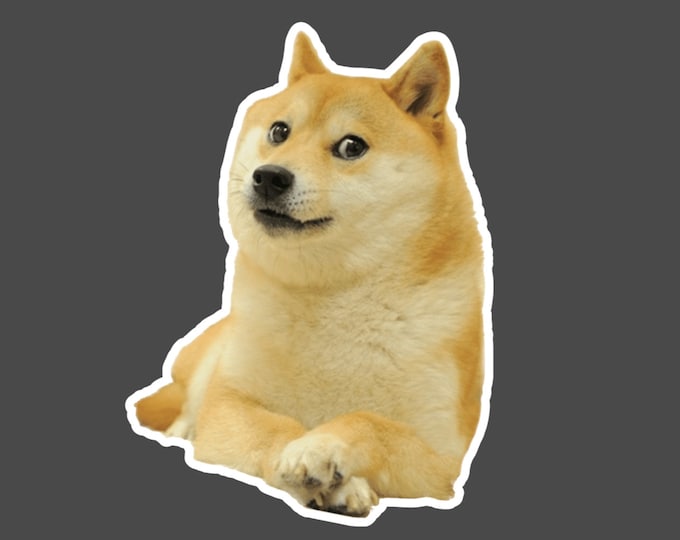 Dogecoin Shiba Inu Dog With Sunglasses Meme Bumper Rainbow Sticker ...