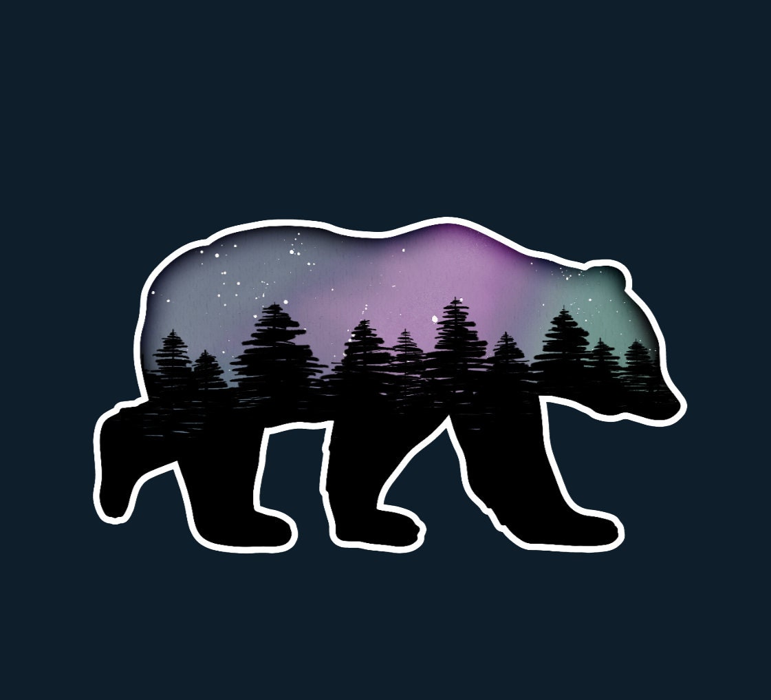 Night Sky Bear Sticker Decal - Etsy