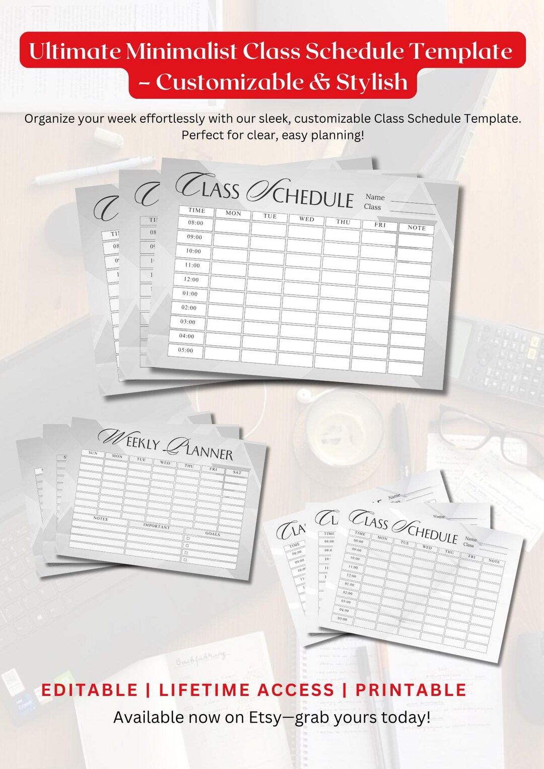 Ultimate Minimalist Class Schedule Template – Customizable & Stylish - Etsy