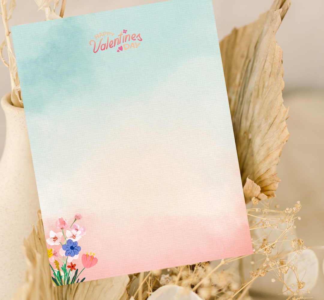 Happy Valentine's Day Stationery, Digital, Printable Download, Floral ...