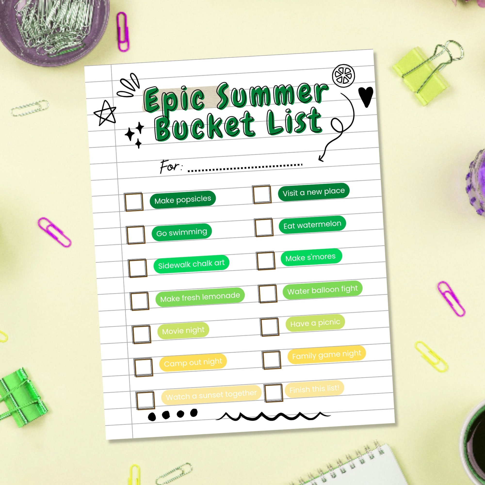 Editable Summer Bucket List,bucket List for Kids,summer Vacation,summer ...