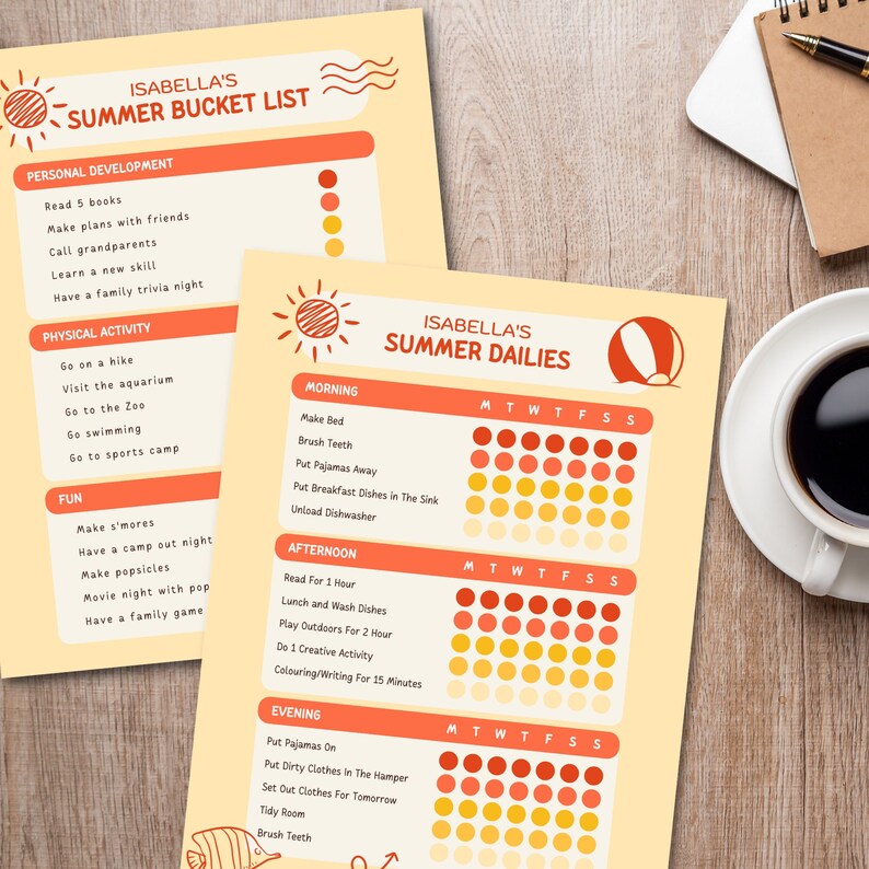 Printable Editable Summer Planner Bundle, Summer Calendar, Summer ...