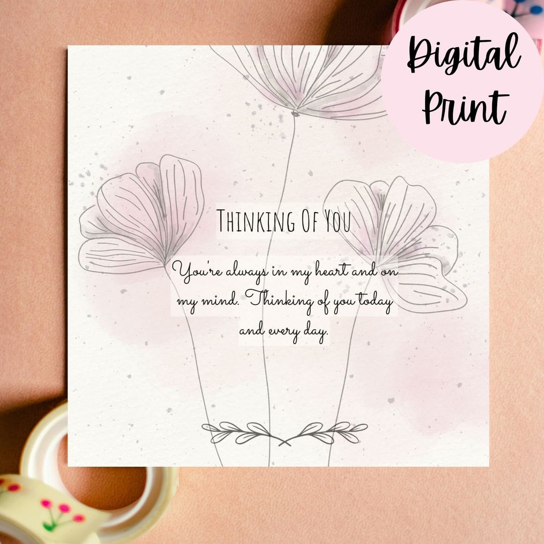 10 Thinking of You Digital Simple Flat Card Wishes 10 Unique Printable ...