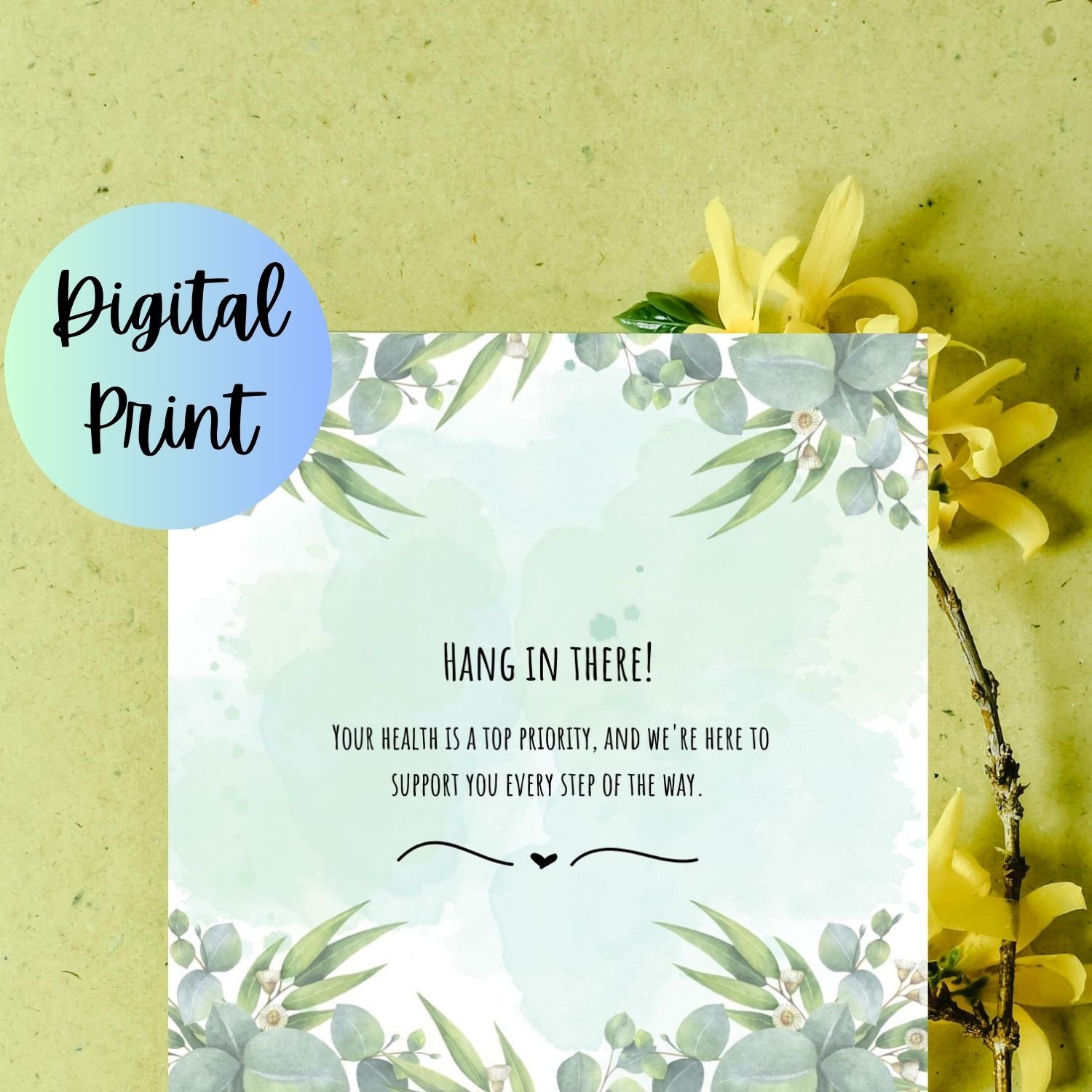 10 Get Well Soon Digital Printable Simple Flat Card 10 Unique Printable ...