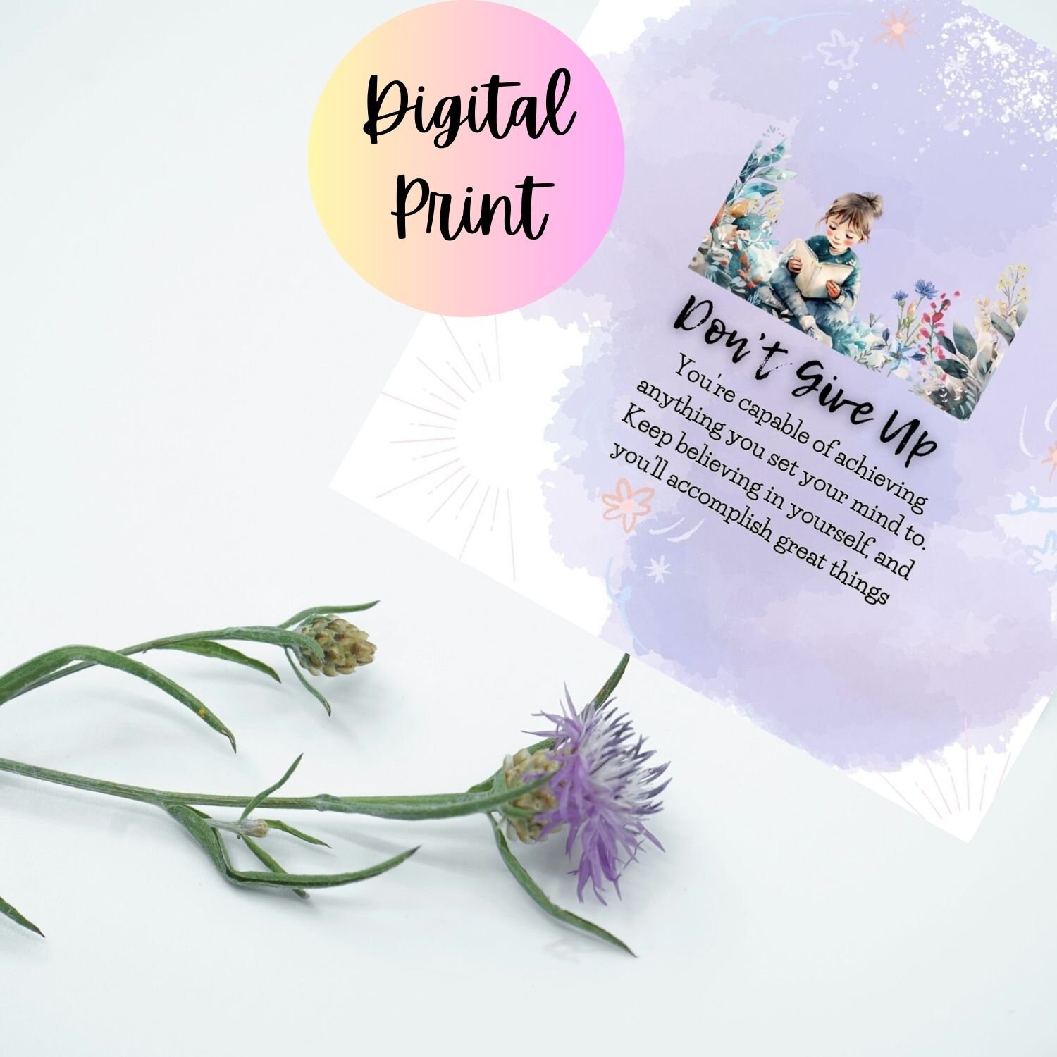 10 Motivation Cute Digital Print Simple Flat Card Wishes 10 Unique ...