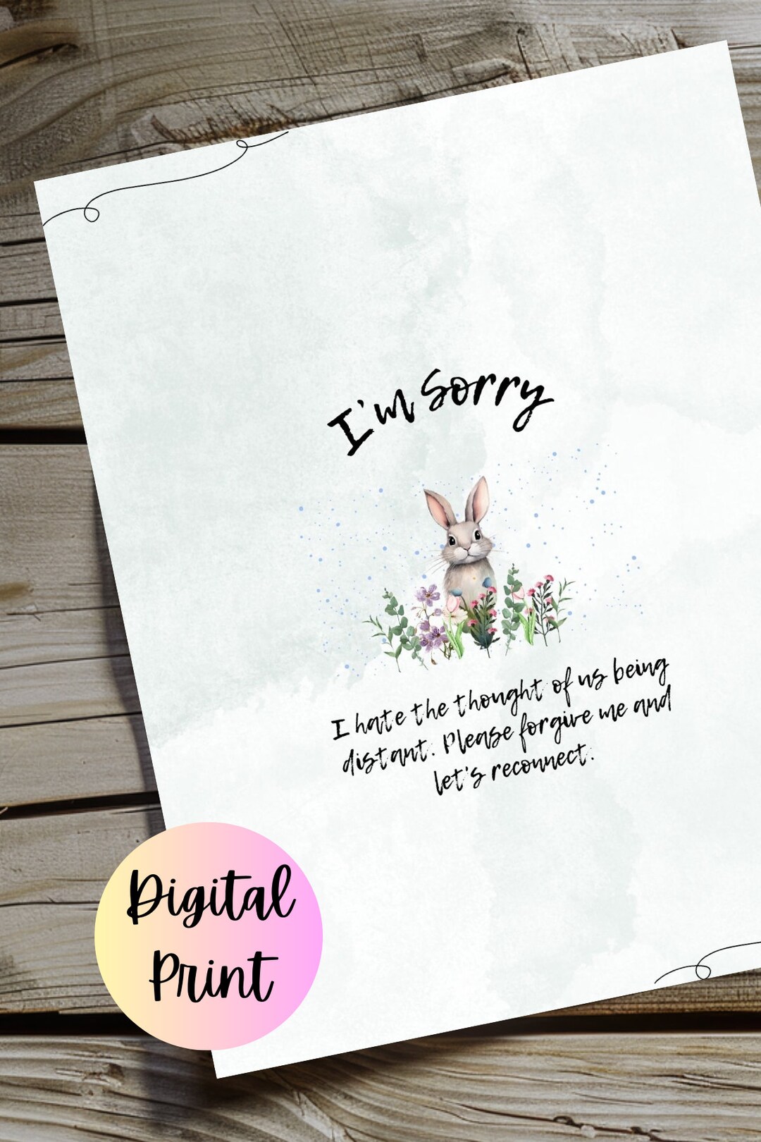 10 Bundle I’m Sorry Cute Digital Simple Flat Card Wishes 10 Unique ...