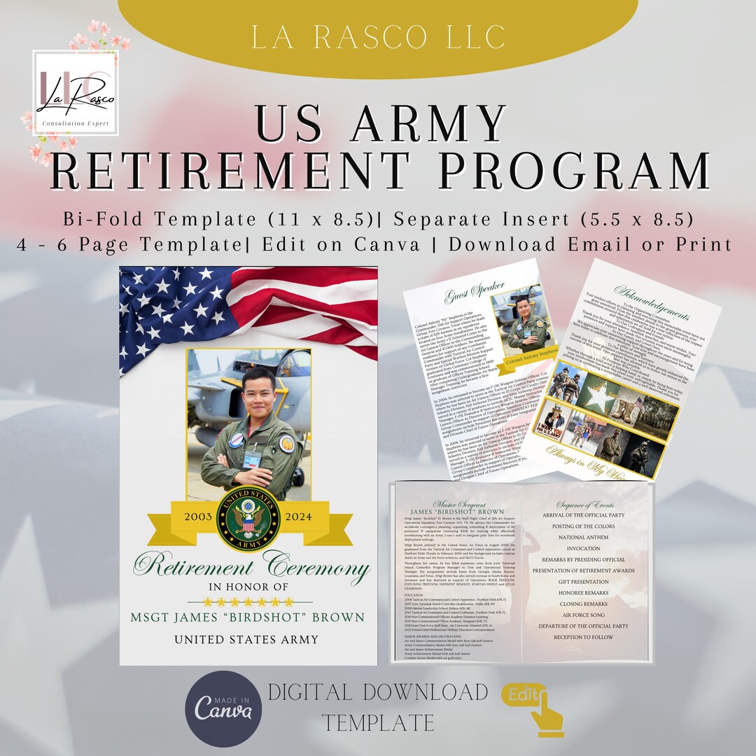 Army Retirement Program With Insert - Etsy