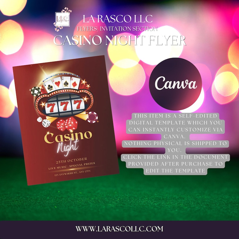 Casino Night Flyer Template - Etsy