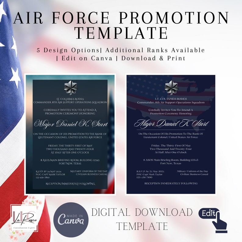 Air Force Promotion Template - Etsy Air Force Promotion Template - Etsy