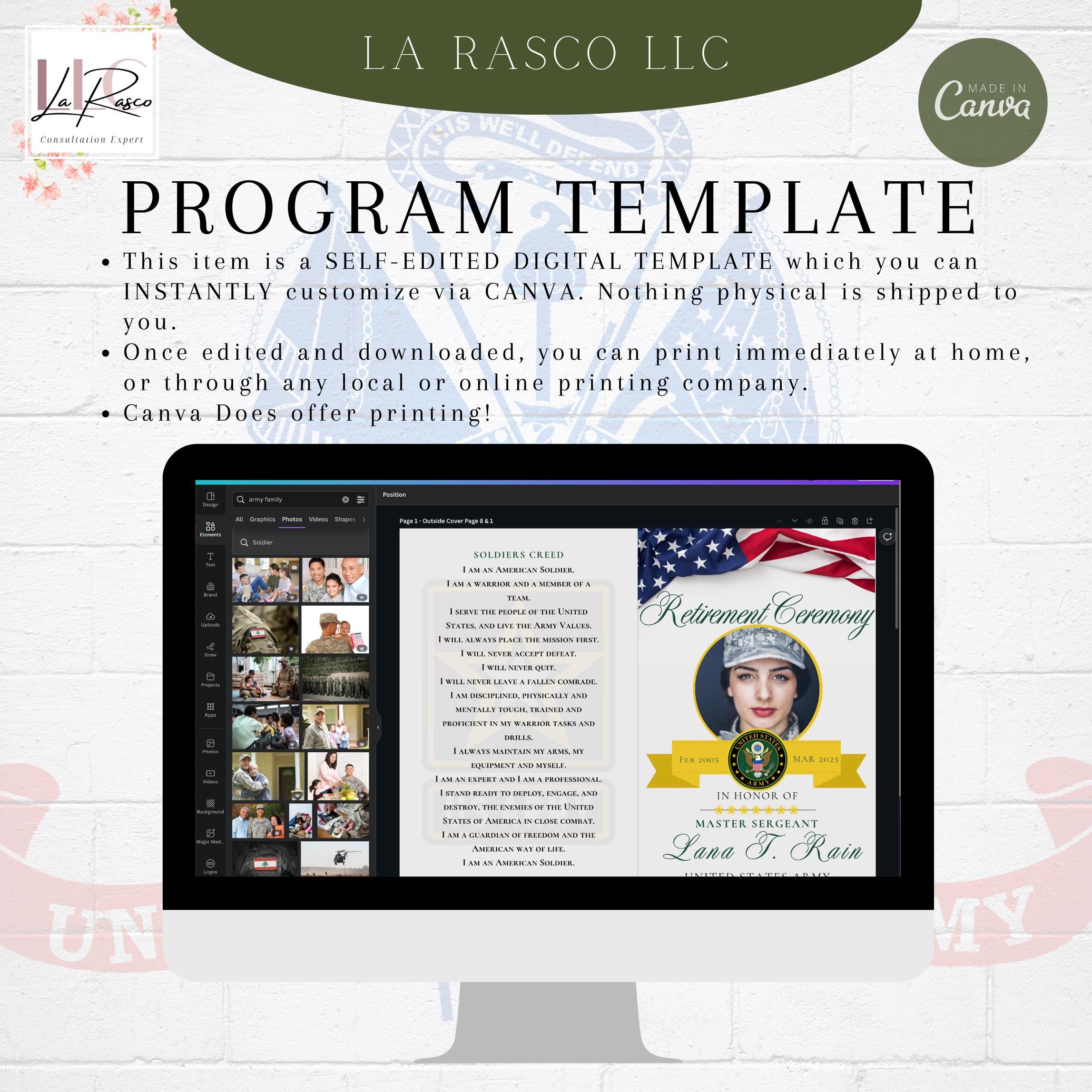 Army Retirement Program 8 Page Template - Etsy