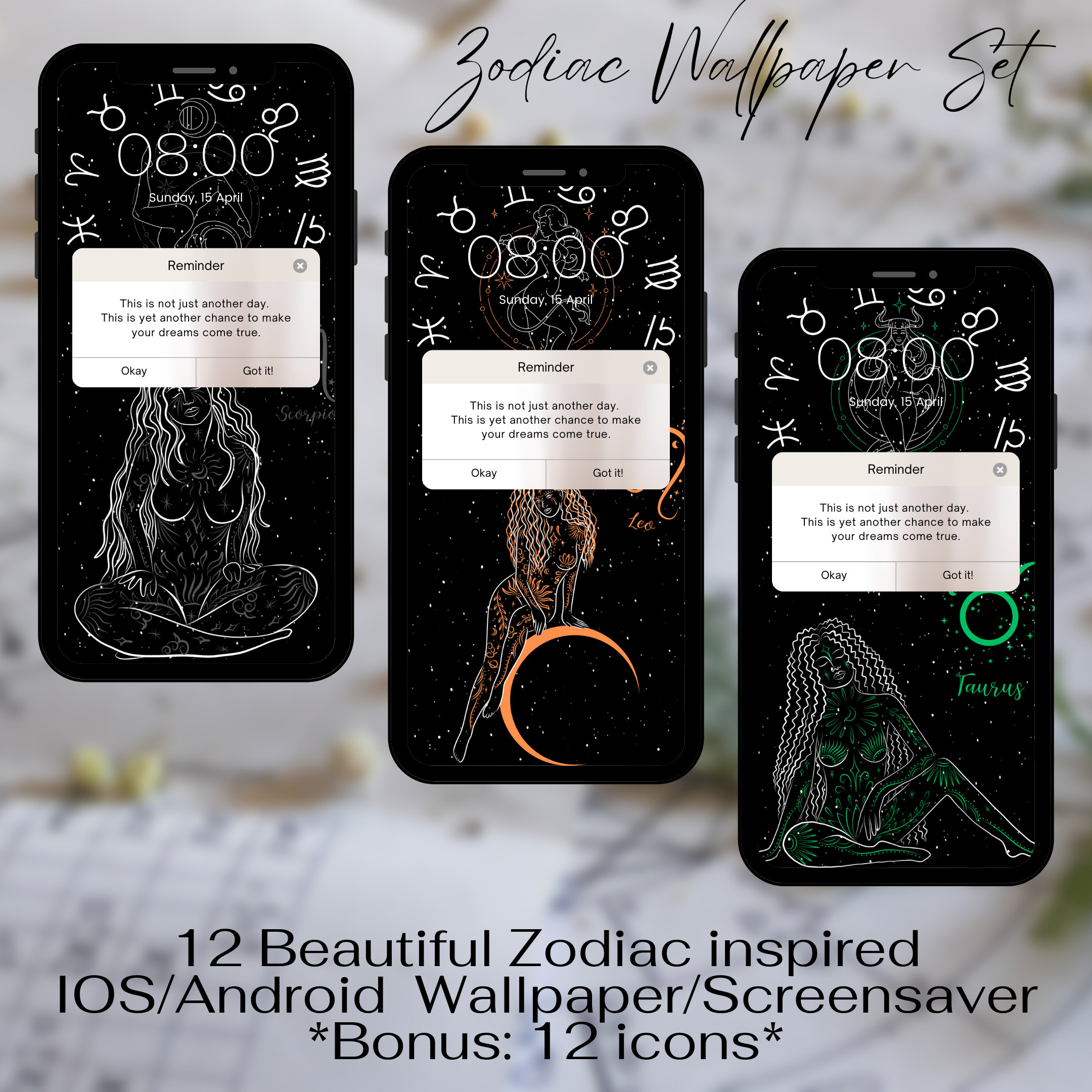 Zodiac Wallpaper Set/icons - Etsy