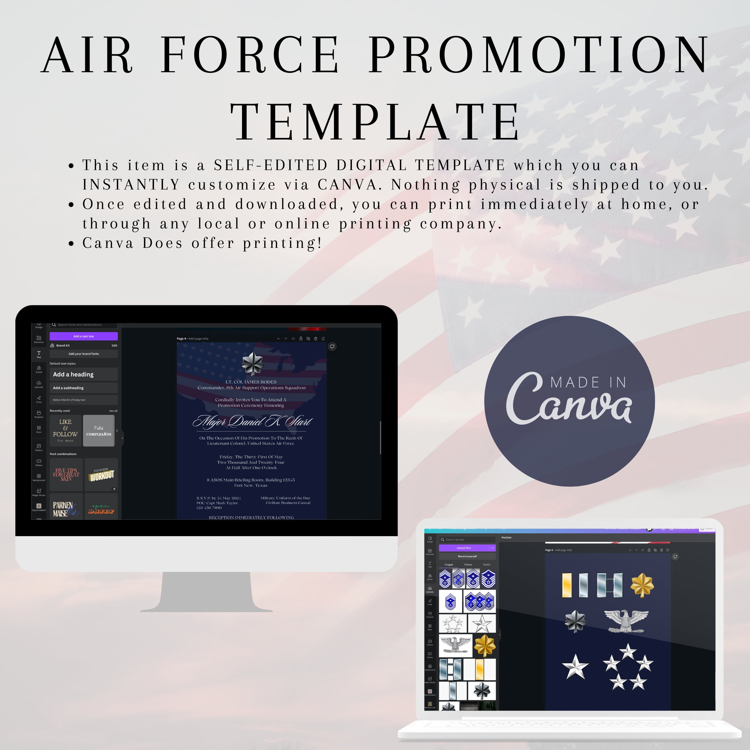 Air Force Promotion Template - Etsy