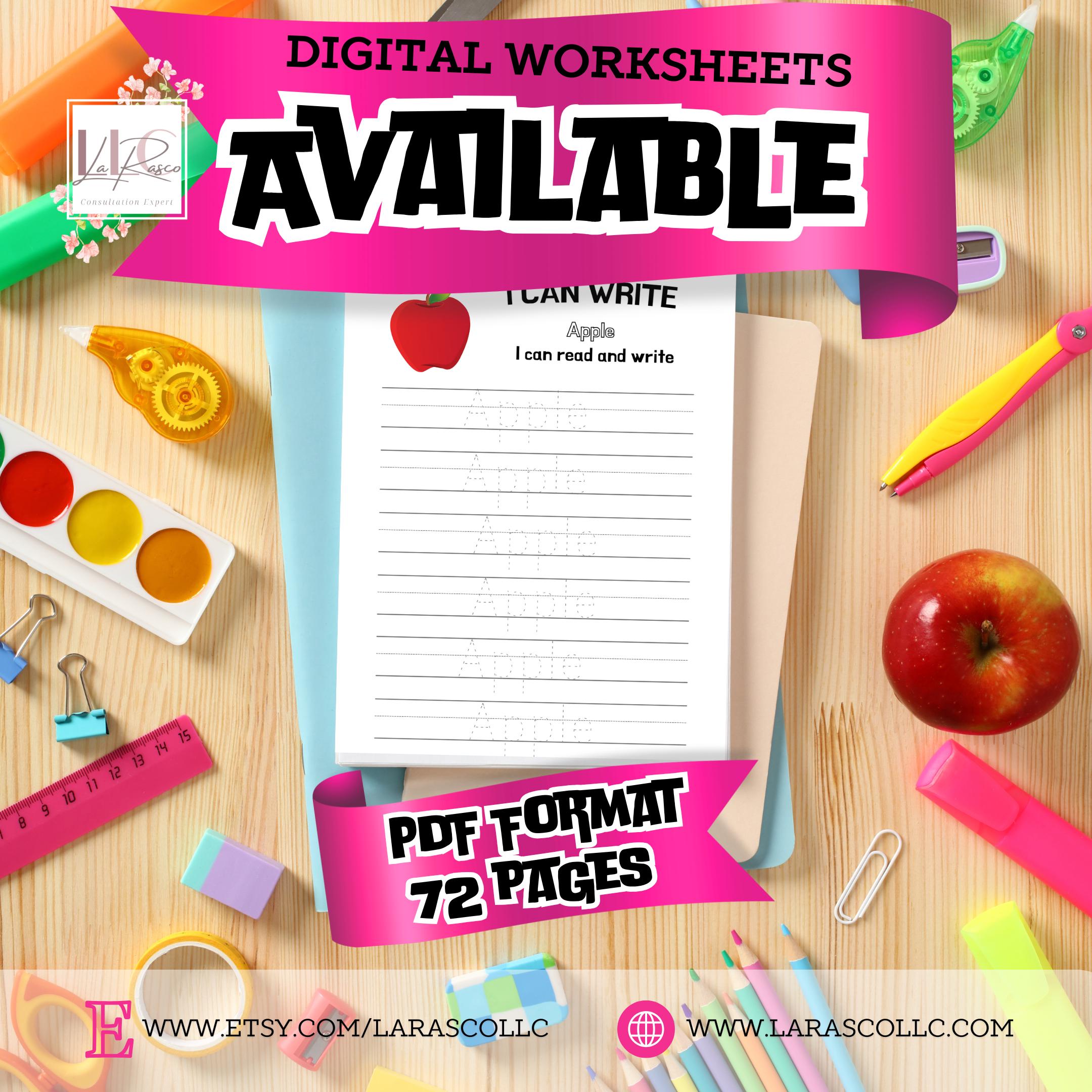 Digital Worksheets - Word Tracing, Shapes, and Coloring - Etsy