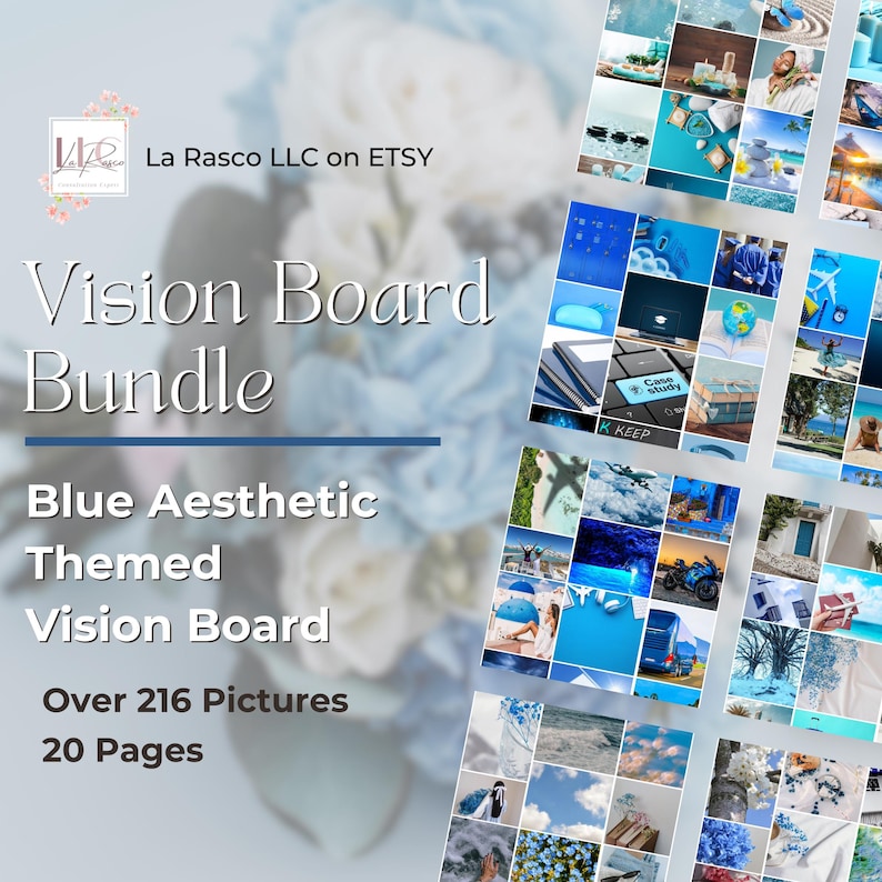 Blue Vision Board Kit | 216+ Images, Manifestation (digital Download ...