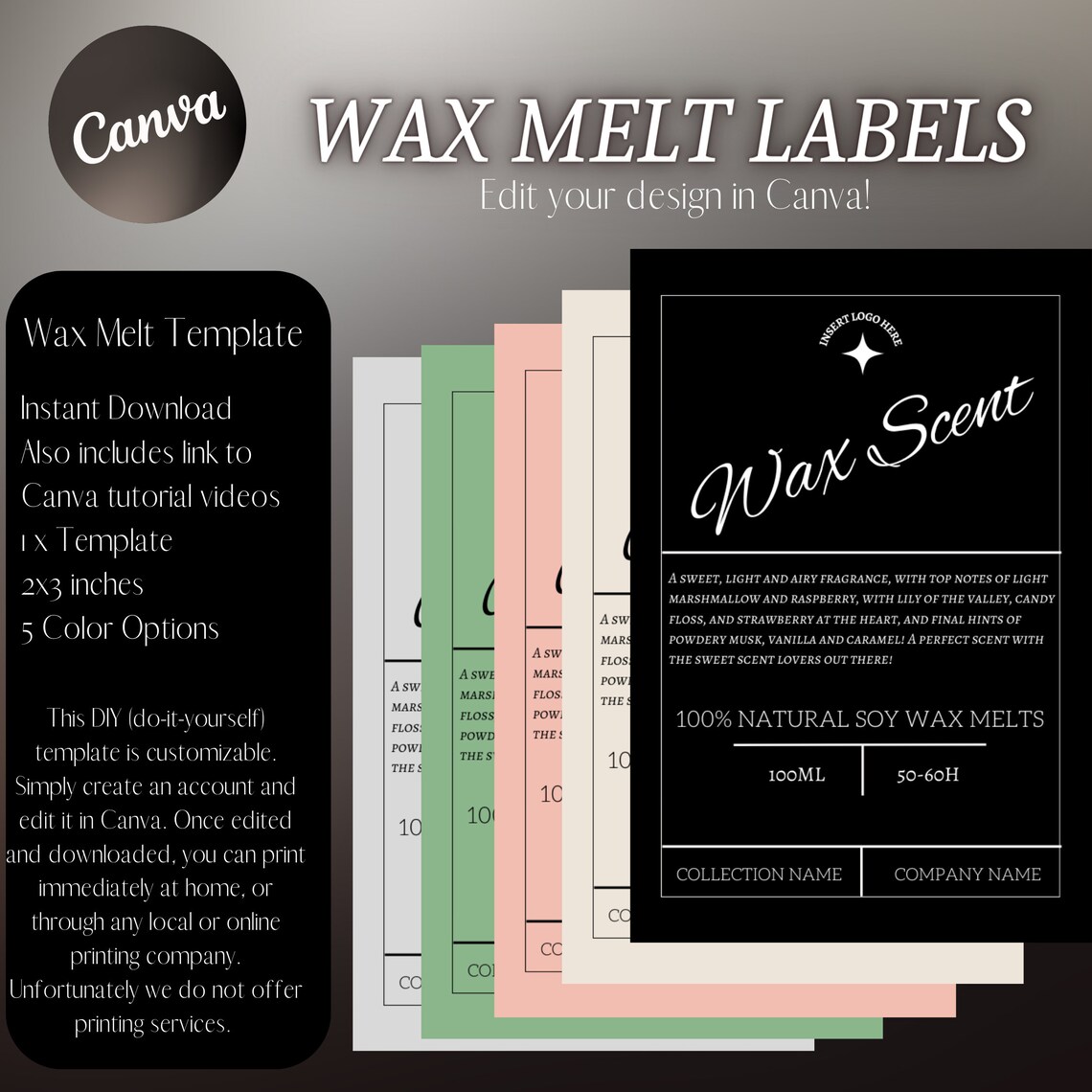 Minimalist Wax Melt Label - Etsy