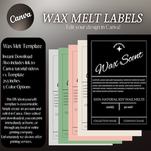Minimalist Wax Melt Label - Etsy
