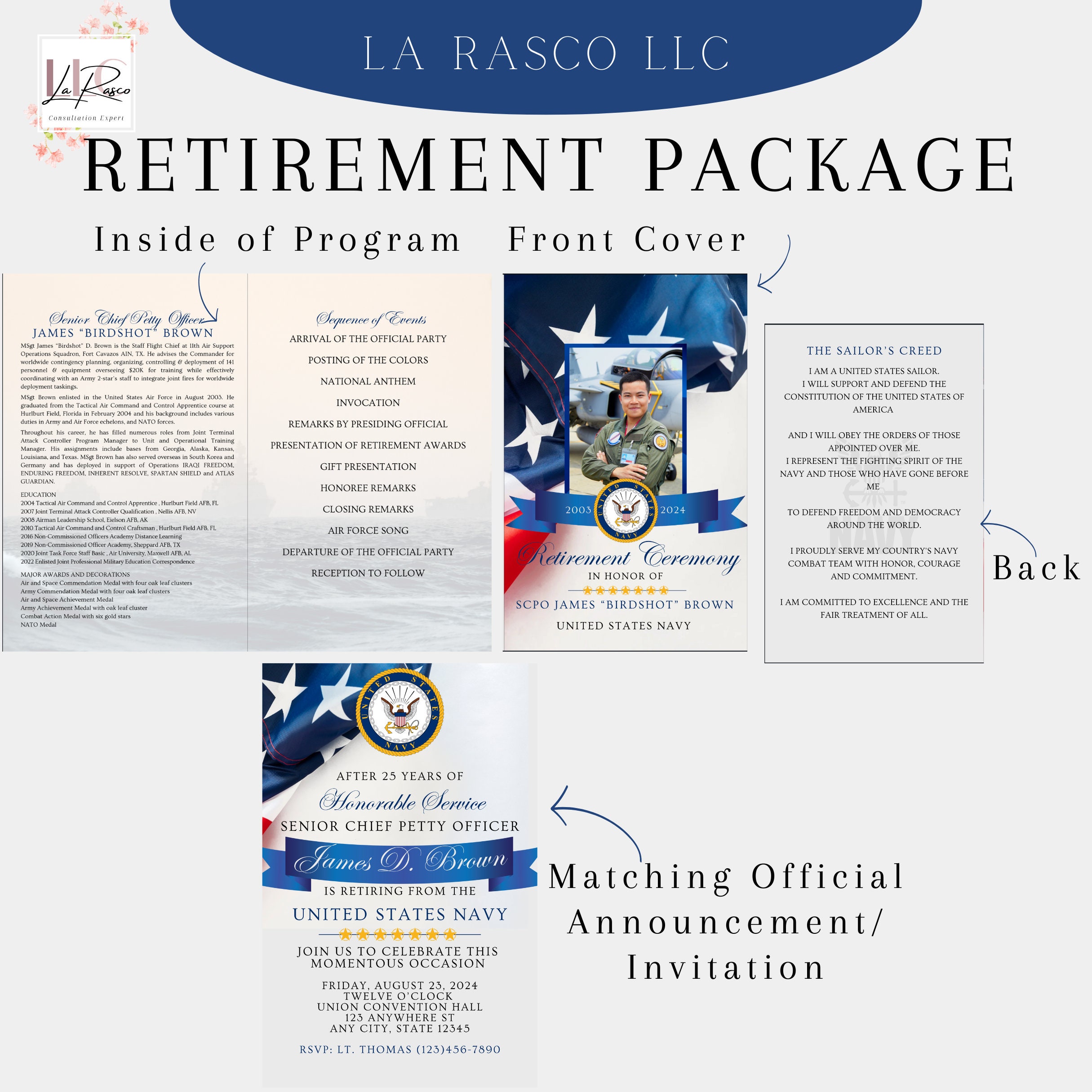 Navy Retirement Program Template Package - Etsy