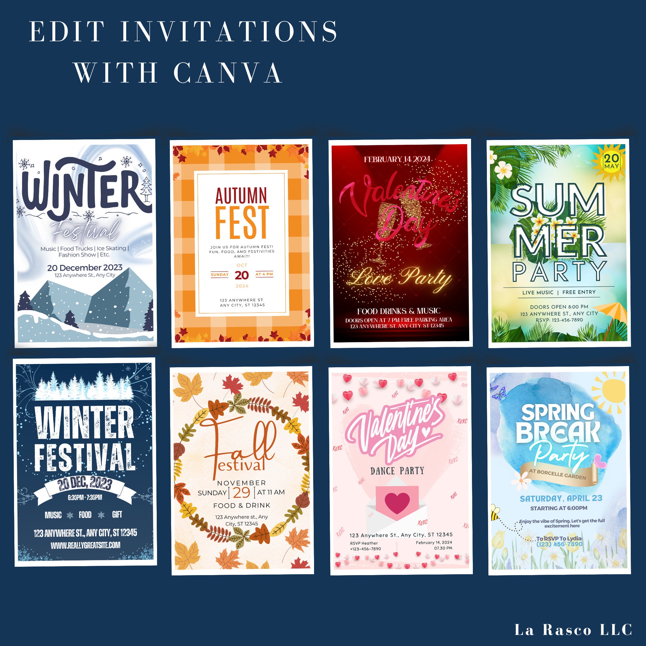 Invitation Variety Pack Template - Etsy