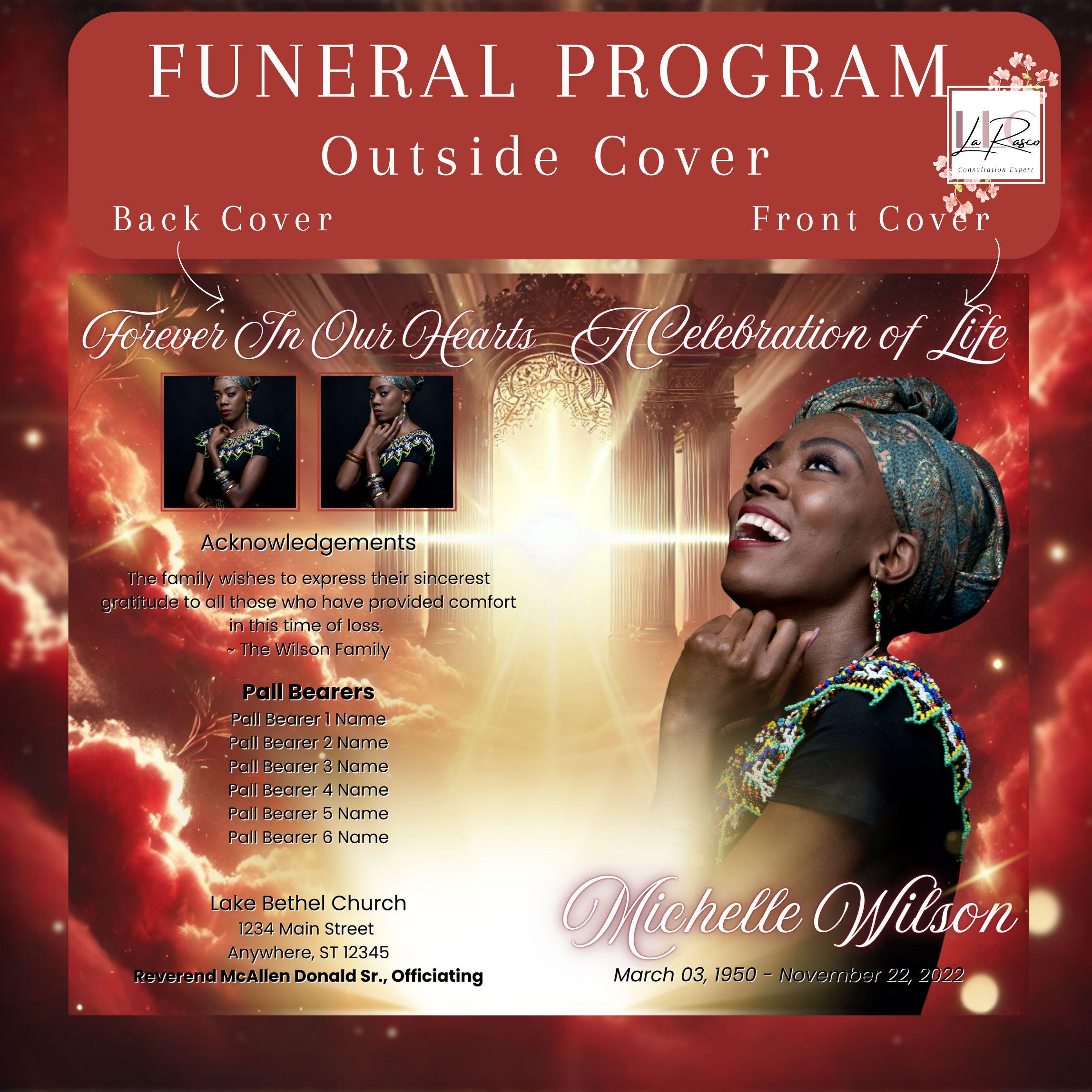 Bi-fold Crimson Funeral Program Template - Etsy
