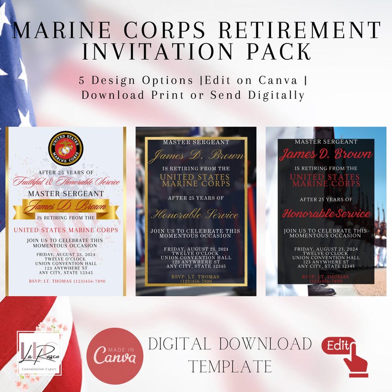 Marine Corps Retirement Invitation Pack | 5 Design Styles - Etsy