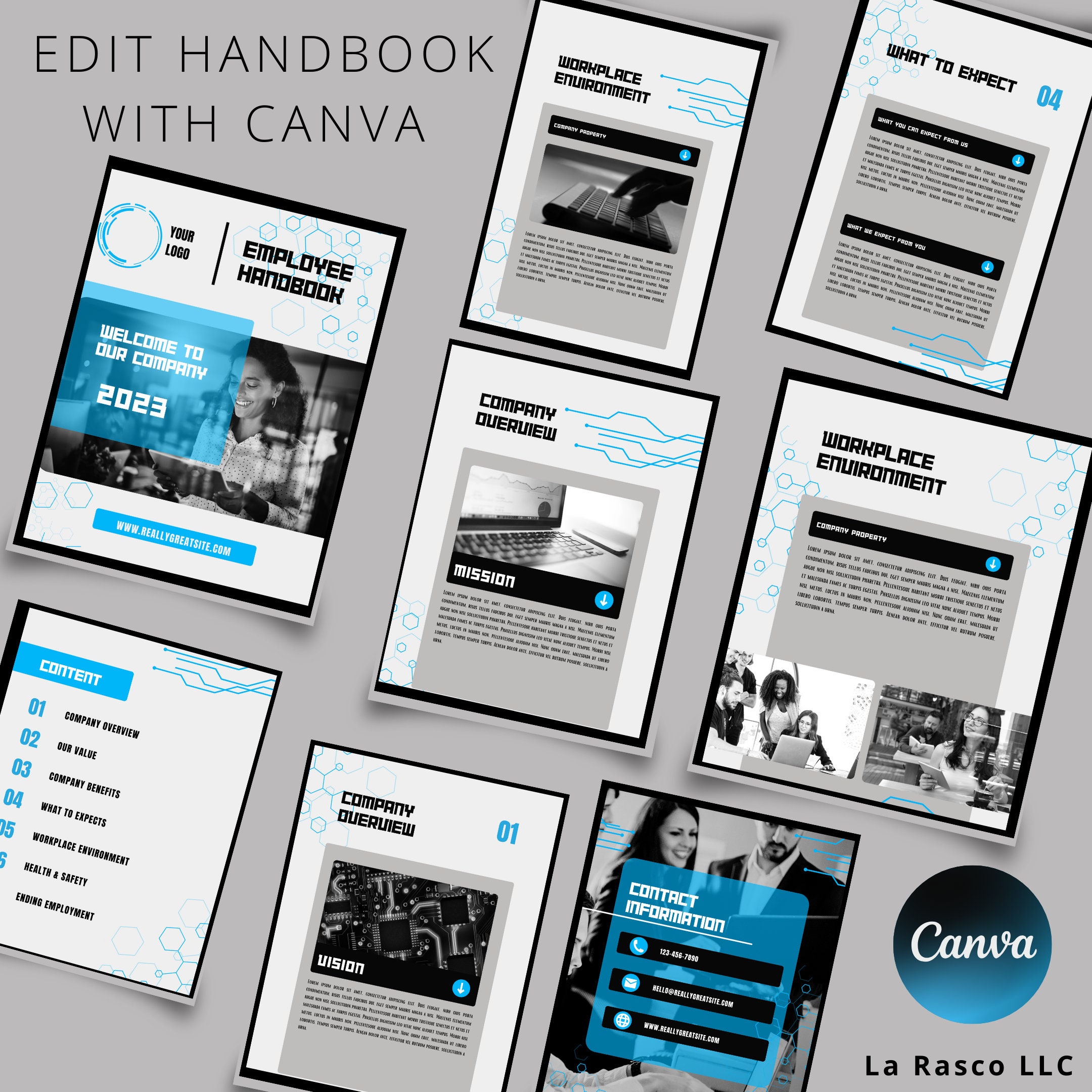 Tech Style Employee Handbook Template - Etsy