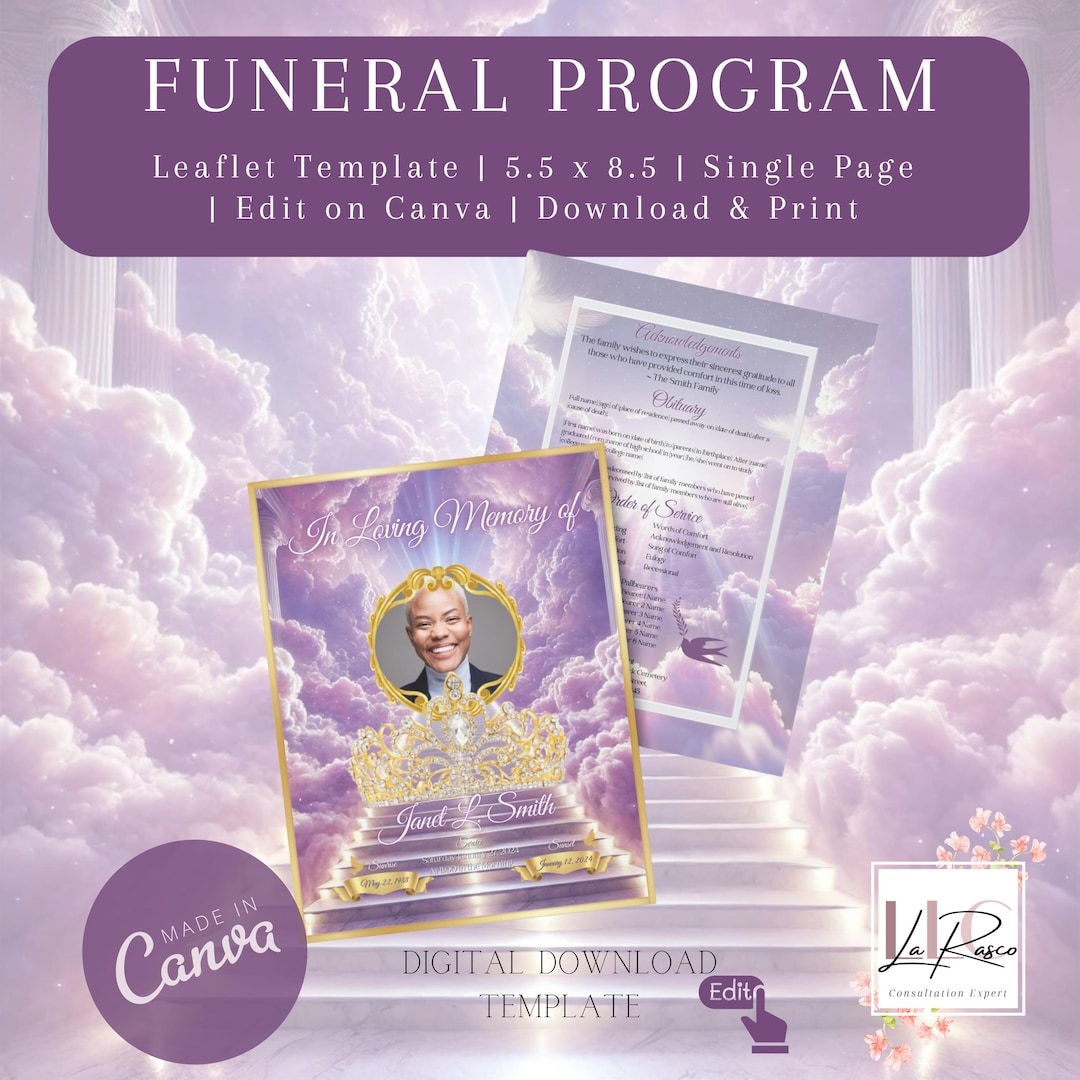 Purple Sky Funeral Program Leaflet | Single Page | 5.5 X 8.5 - Etsy