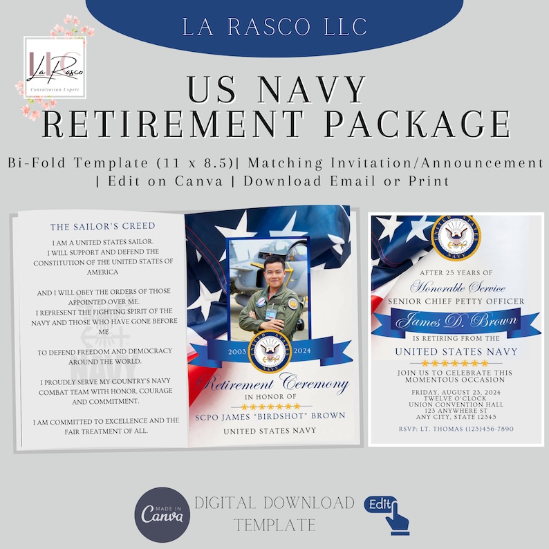 Navy Retirement Program Template Package - Etsy