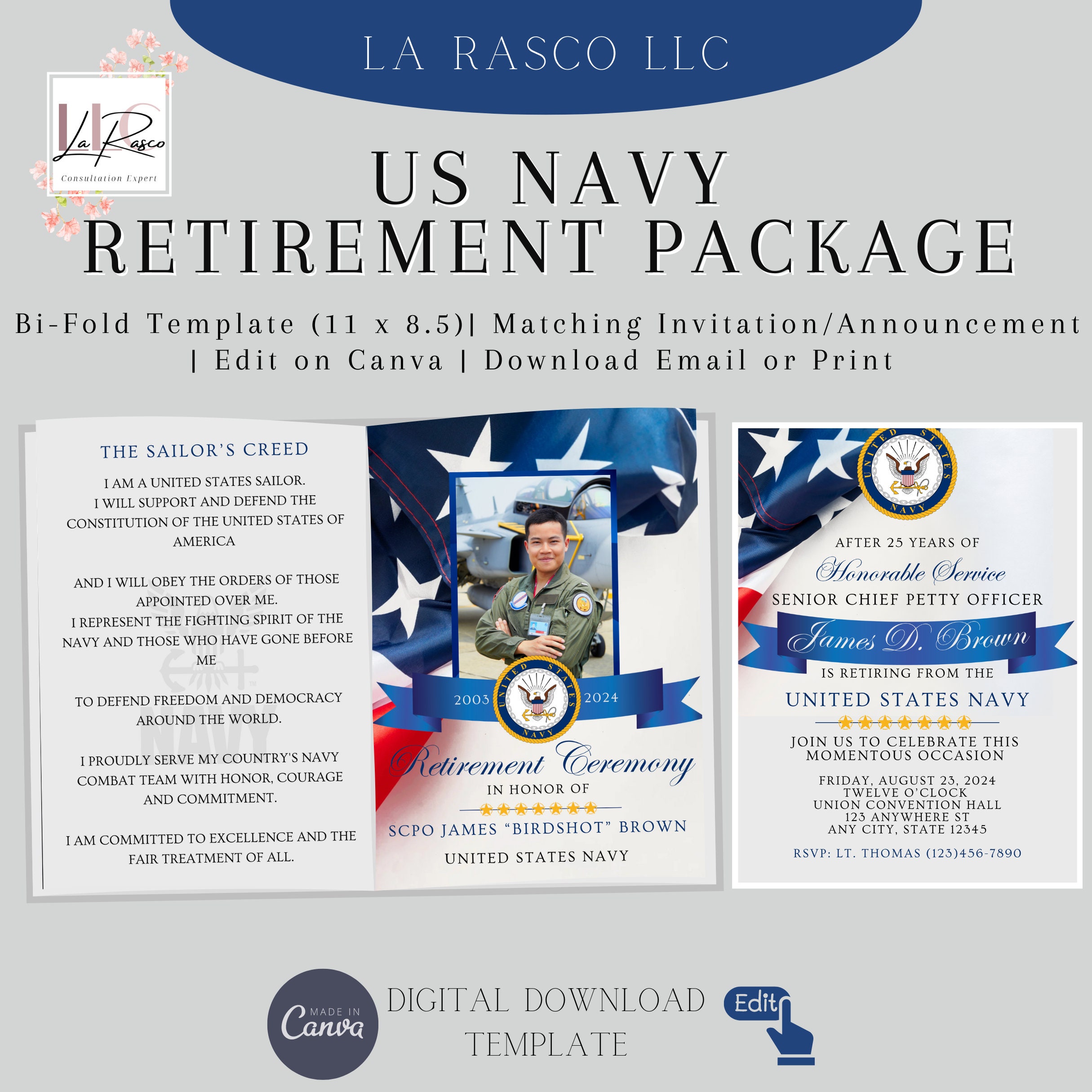 Navy Retirement Program Template Package - Etsy