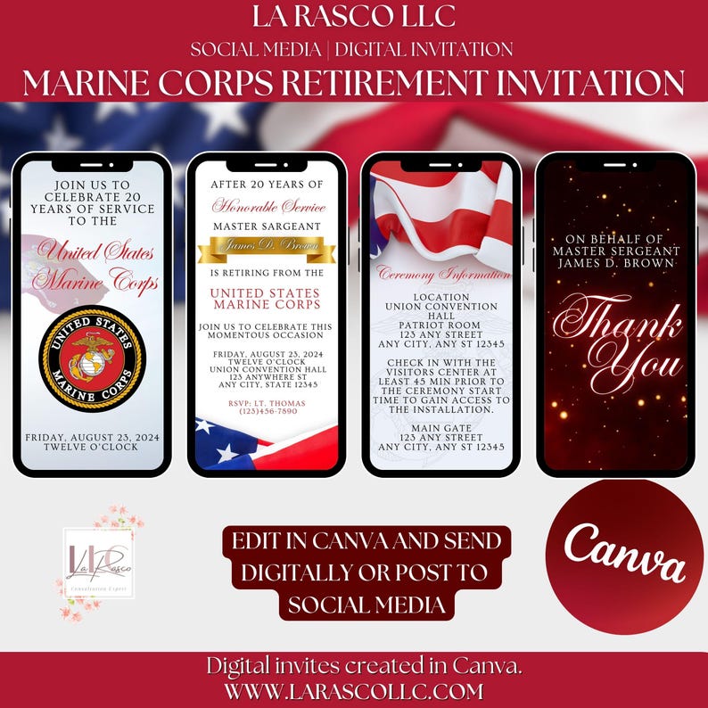 NEW Marine Corps Retirement Digital Invitation | Video - Etsy