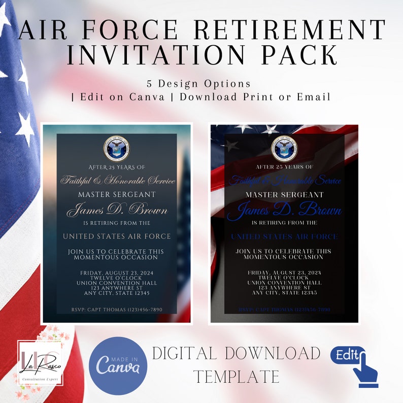 Air Force Retirement Invitation Pack - Etsy