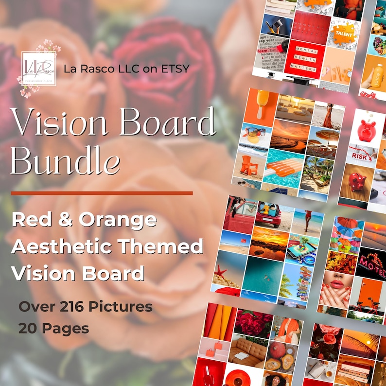 Red & Orange Vision Board Printable | 216+ Images (instant Download) - Etsy