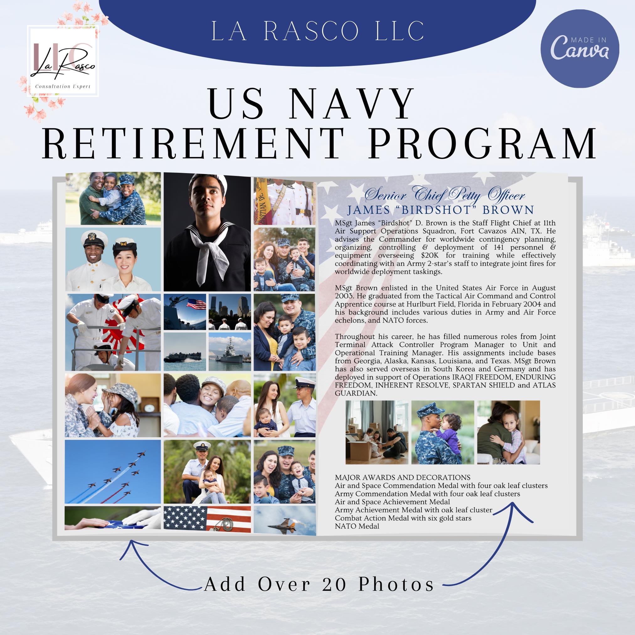 NEW US Navy Retirement Program 8 Page Template - Etsy