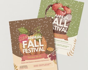 New! Editable Fall Harvest Festival Flyer Template #2 | Unique School ...