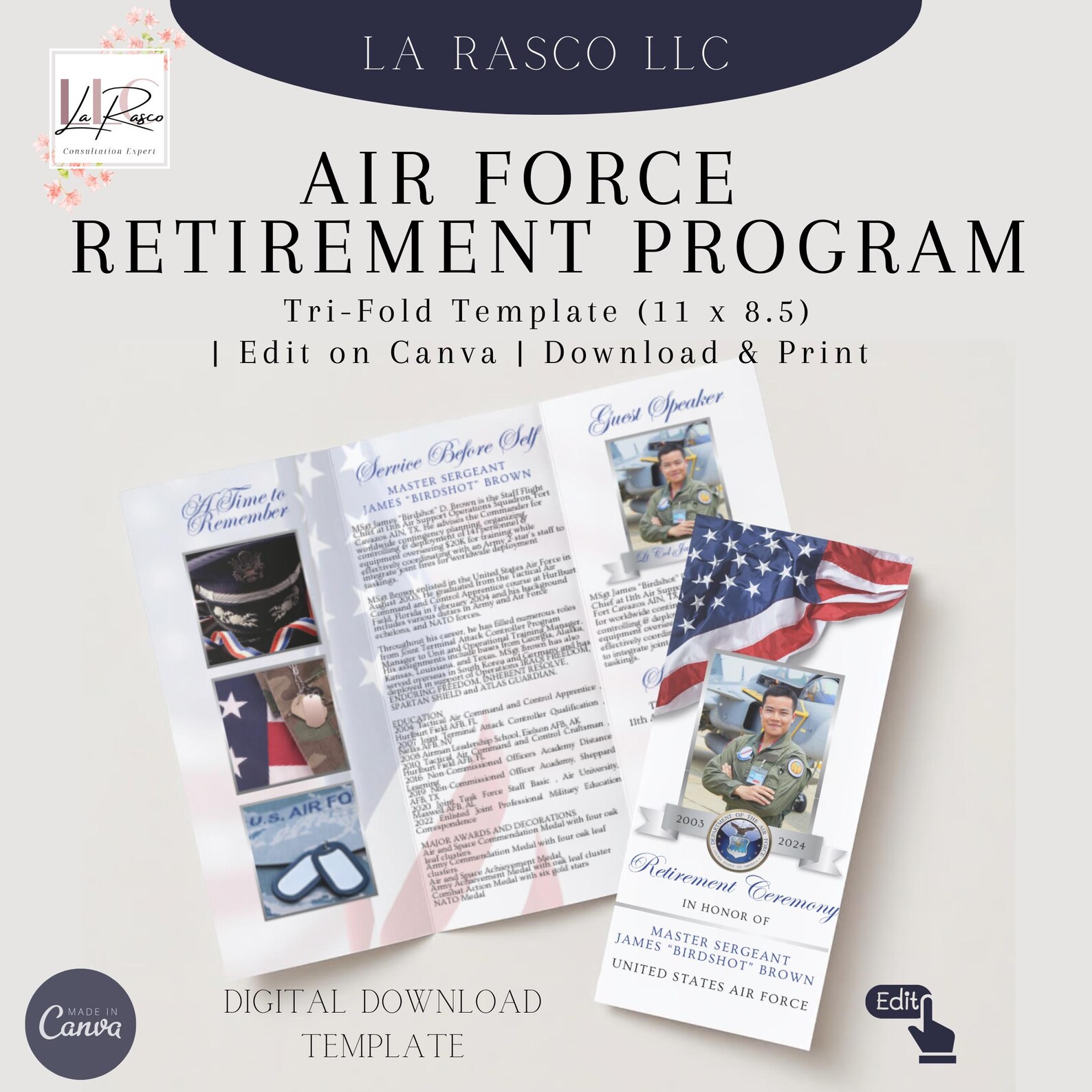 NEW!! Air Force Tri-fold Retirement Program Template - Etsy