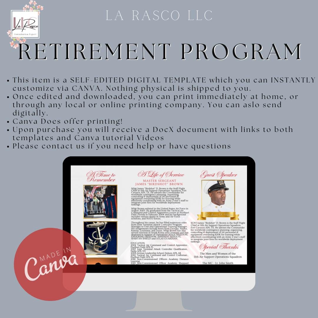 NEW!! Marine Corps Tri-fold Retirement Program Template - Etsy
