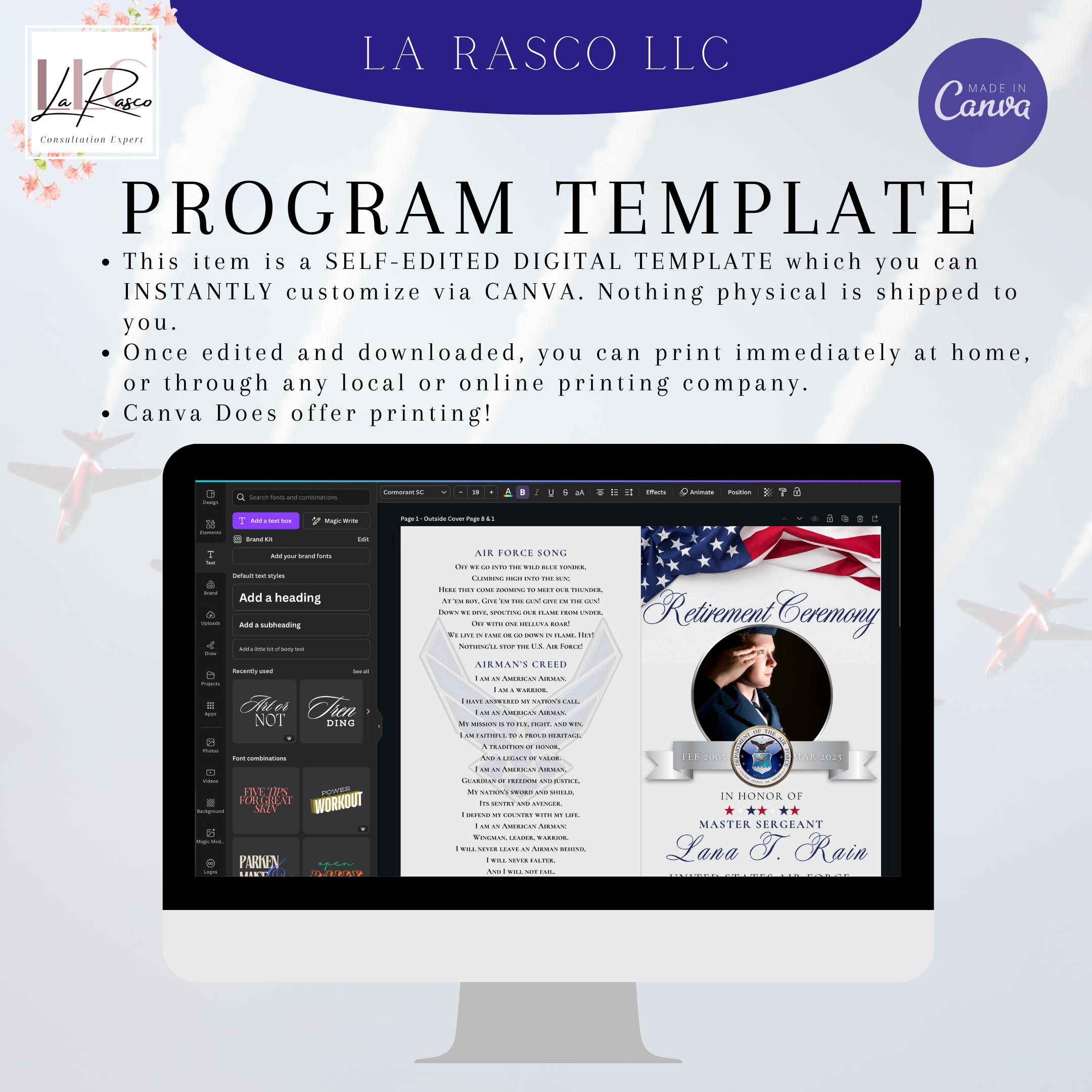 Air Force Retirement Program 8 Page Template - Etsy
