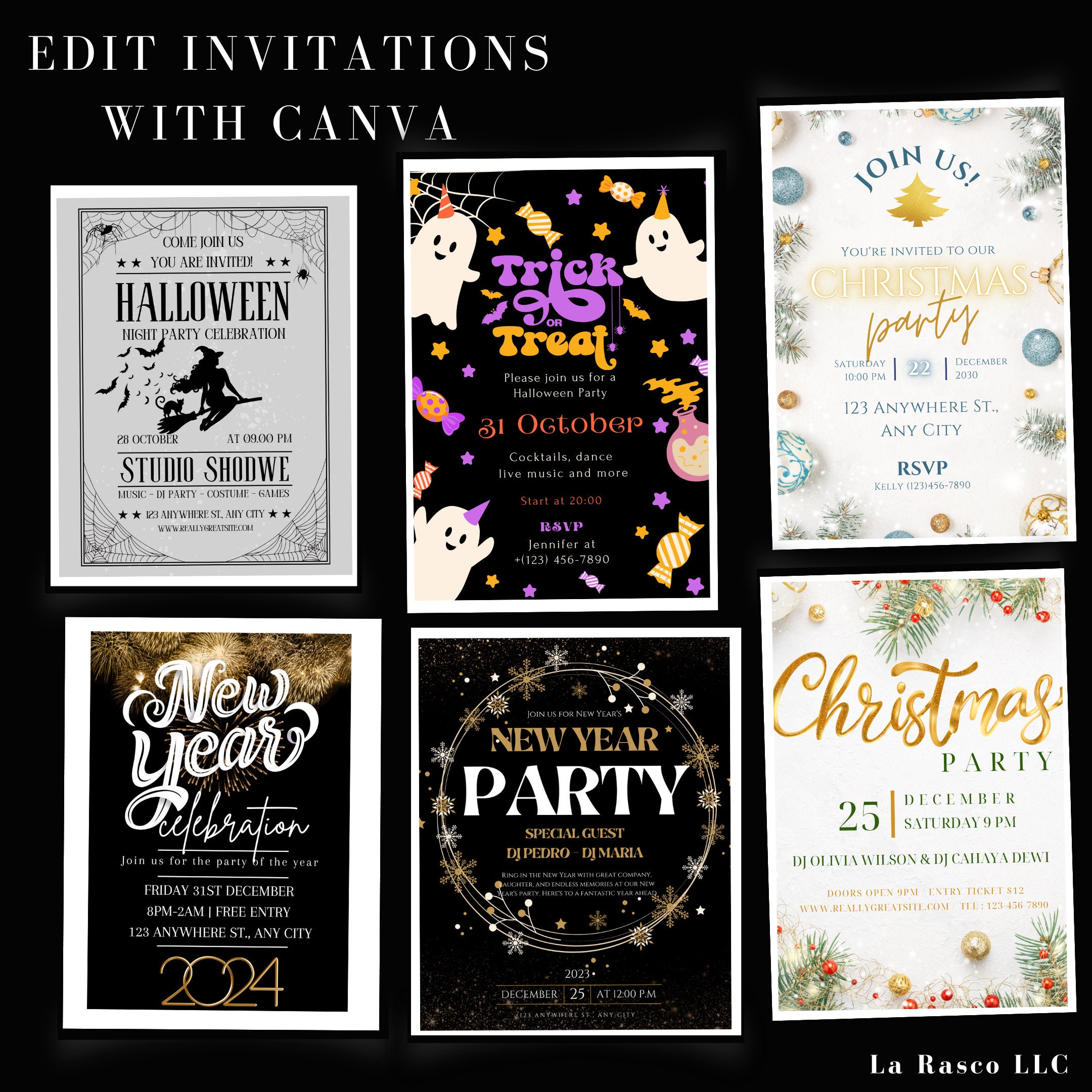 Invitation Variety Pack Template - Etsy